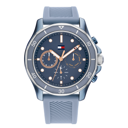 Relógio MULTIF. AÇO IP AZUL E SILICONE